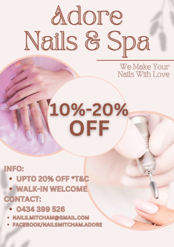 Enjoy 10-20% Off* at Adore Nails & Spa! - Mitcham Square